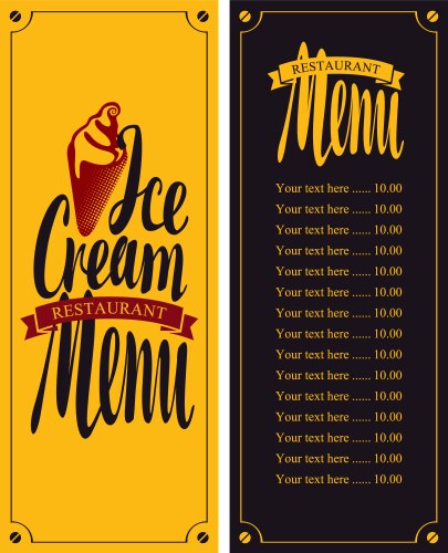 Ice cream menu on chalkboard Royalty Free Vector Image