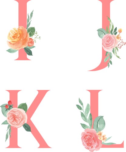 Pink Floral Alphabet Set Royalty Free Vector Image