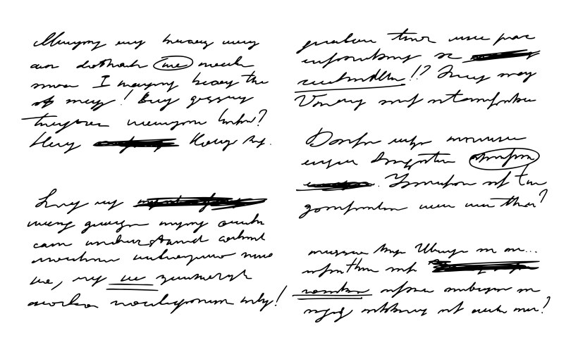 Unreadable handwritten text sweeping handwriting Vector Image