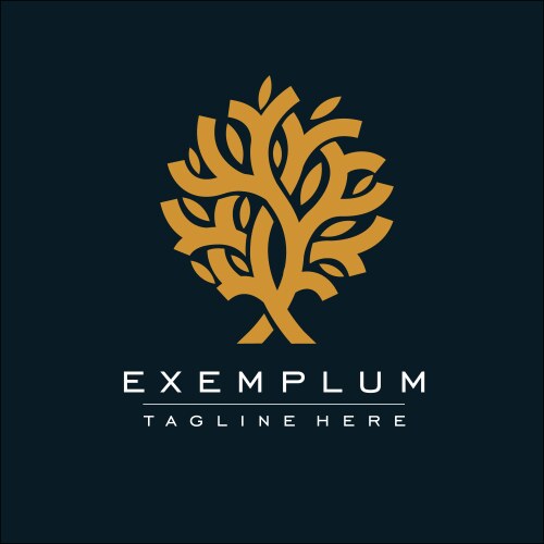 Tree botany life nature gold logo Royalty Free Vector Image