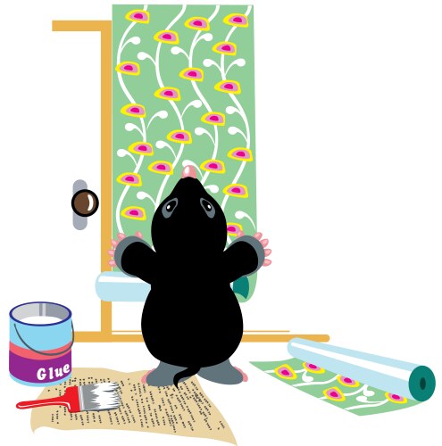 Mole plastering wall Royalty Free Vector Image