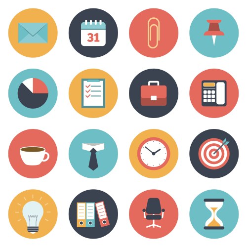 Business icon set software and web development Vector Image