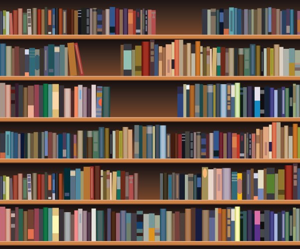 Book shelves and bookcase library bookstore Vector Image