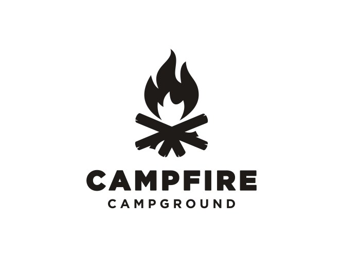 Night flame fire bonfire for outdoor camp badge Vector Image