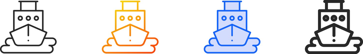 Ferry boat iconthin linear gradient blue stroke Vector Image