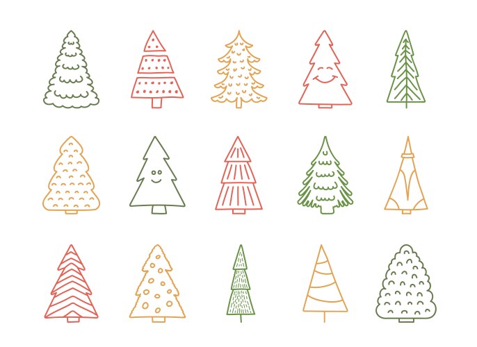 Doodle christmas tree winter holiday hand drawn Vector Image