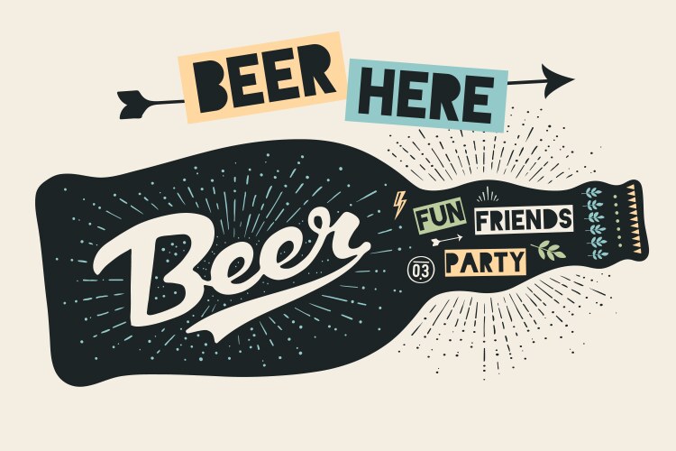 Craft beer text emblem on bottle cap Royalty Free Vector