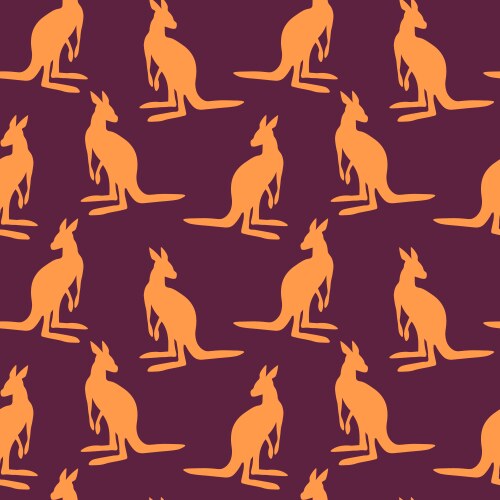Seamless pattern with kangaroo silhouette on color