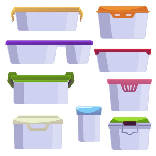 Cartoon set of empty food containers Royalty Free Vector
