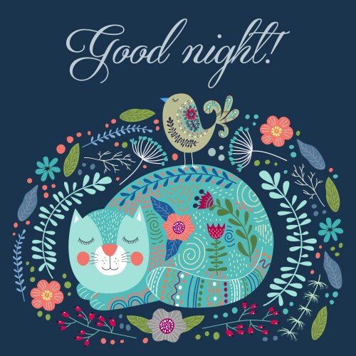 Good night art colorful Royalty Free Vector Image