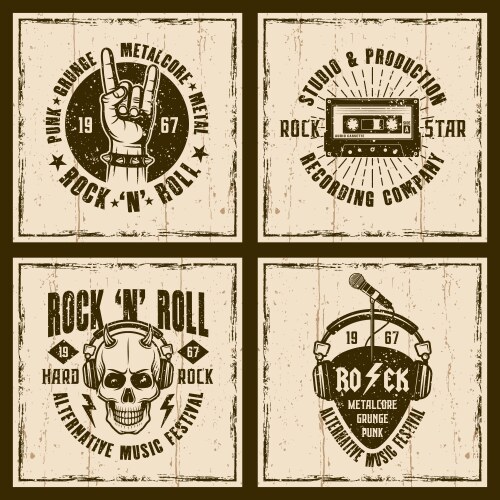 Rock and roll party flyers template vintage Vector Image