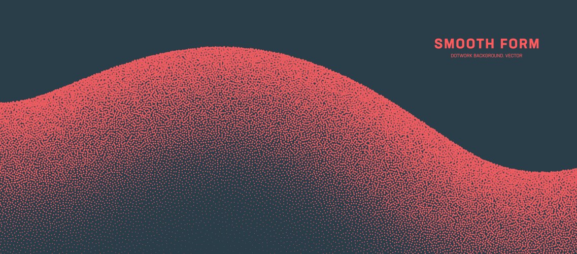 Wavy curved form grainy border red dotwork Vector Image