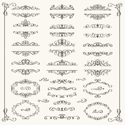 Set calligraphic design elements Royalty Free Vector Image