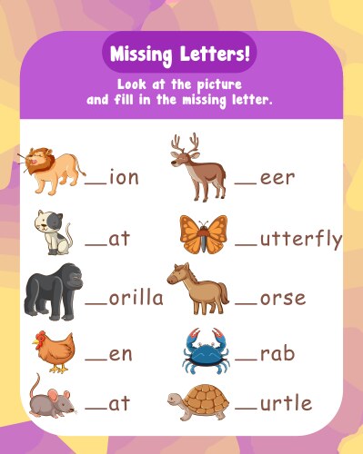 Fill in the missing letters Royalty Free Vector Image