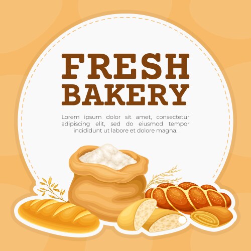 Fresh bakery banner design with baked pastry Vector Image