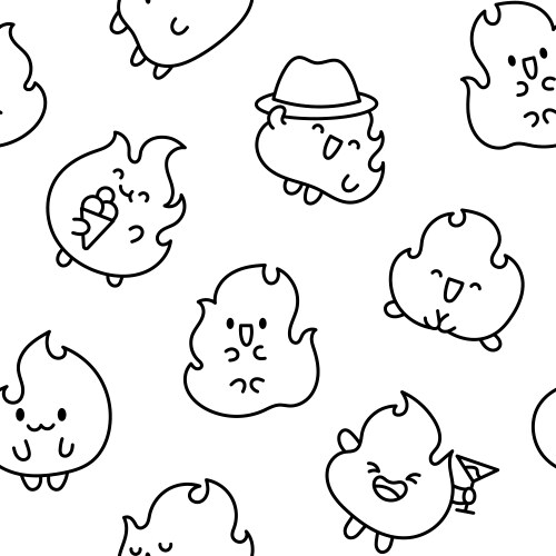 Cute kawaii fire character seamless pattern Vector Image