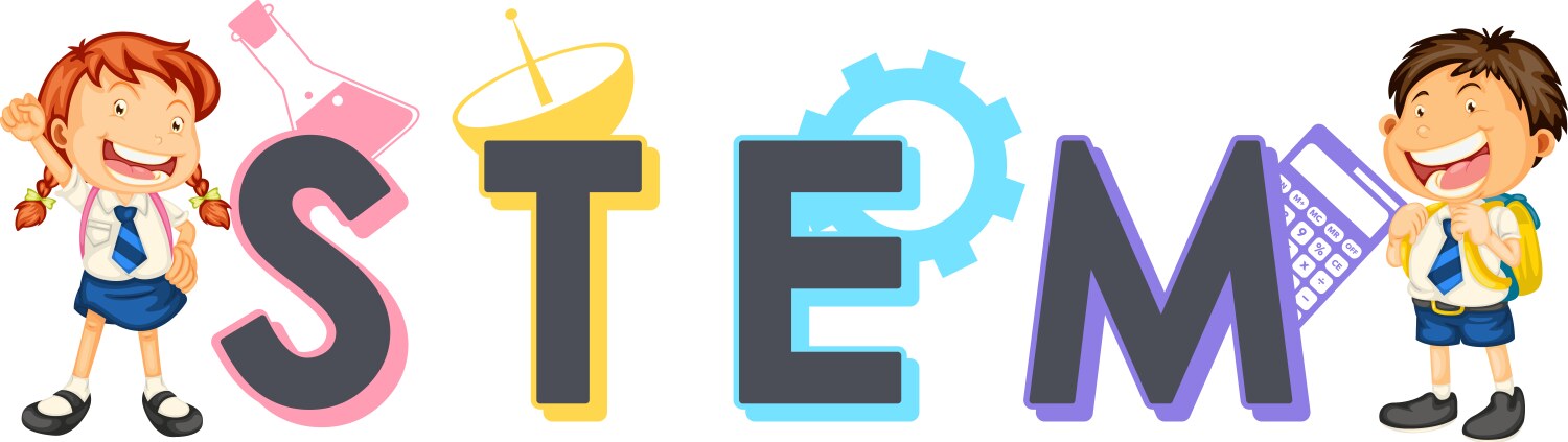 International stem day banner with kids cartoon Vector Image