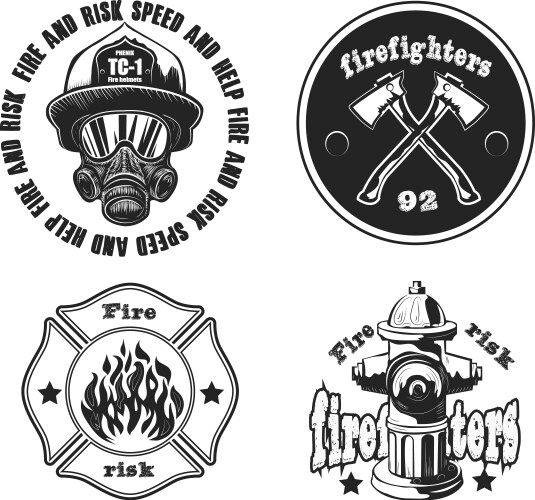 Vintage firefighting labels set Royalty Free Vector Image