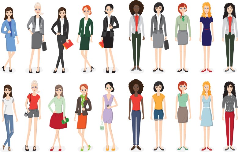 Young stylish fashion people characters set Vector Image