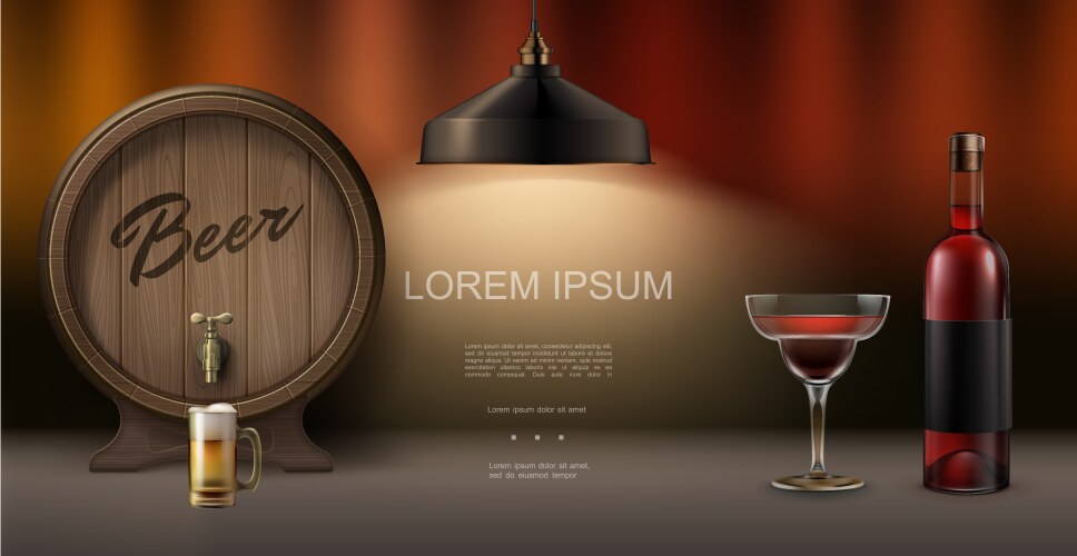 Realistic pub elements composition Royalty Free Vector Image