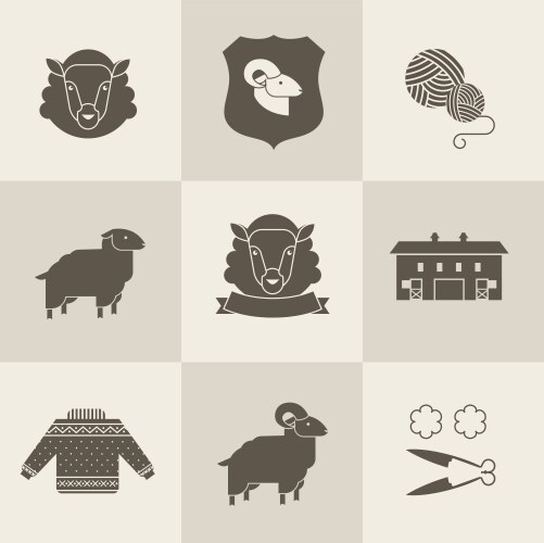Sheep Breed Icon Set - Farm Animals Royalty Free Vector