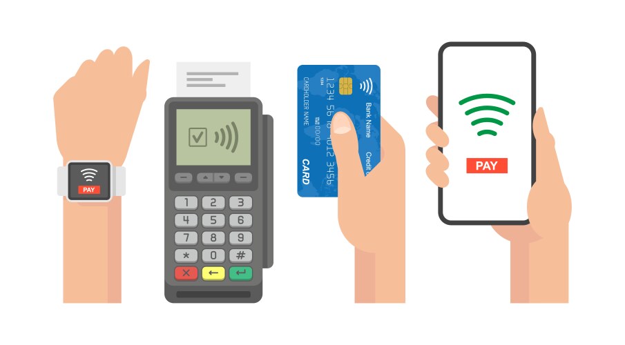 Contactless payment with card icon tap to pay Vector Image