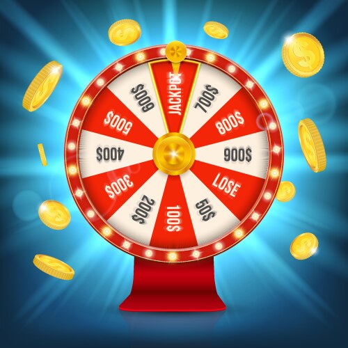 Fortune wheel spinning on bokeh background Vector Image