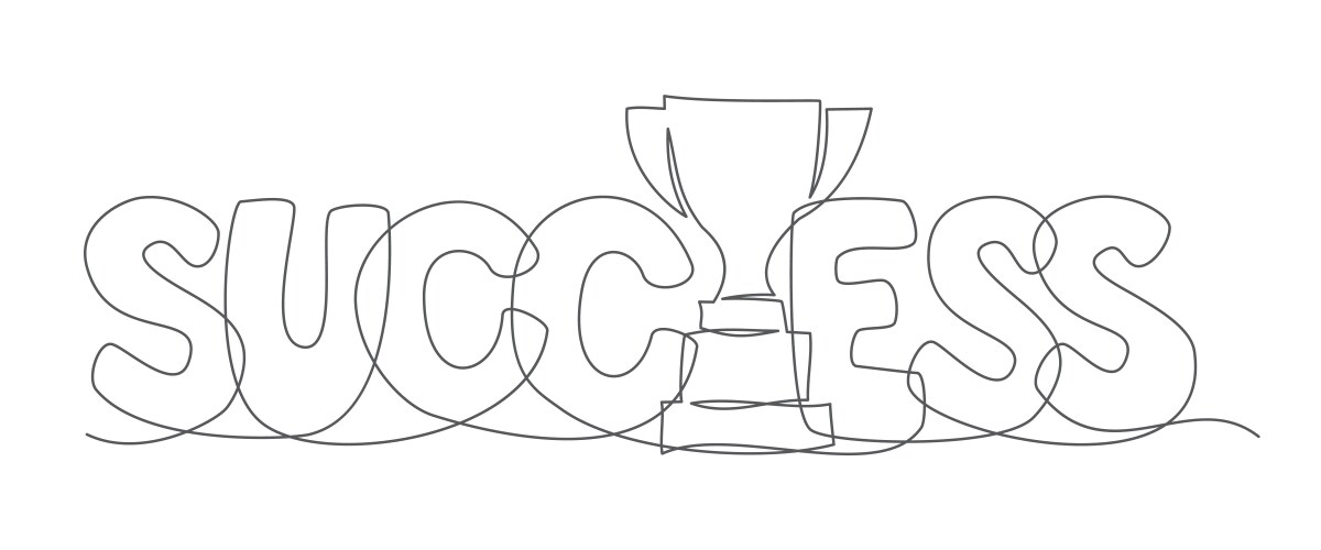 Success one line drawing Royalty Free Vector Image