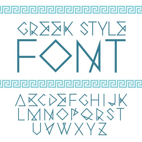 Greek font golden bevel stick style letters Vector Image