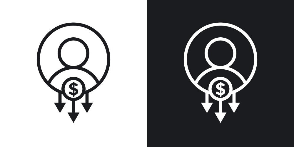 Reduce labor costs icon set low labour wage in a Vector Image