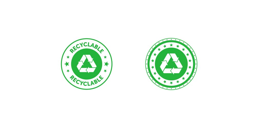 Biodegradable recyclable icons organic bio Vector Image