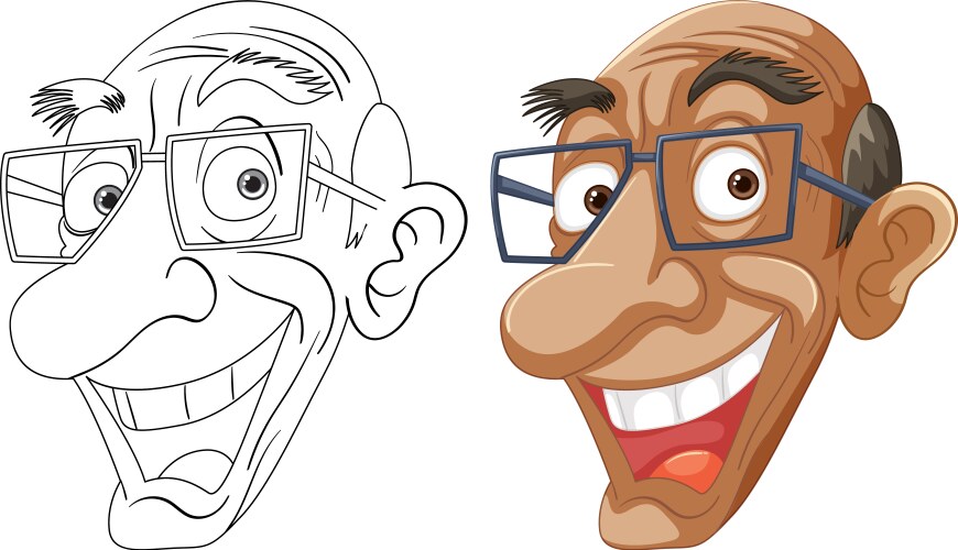 Four cartoon faces showing different expressions Vector Image