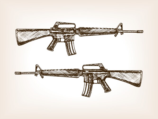 Assault rifle blueprints Royalty Free Vector Image