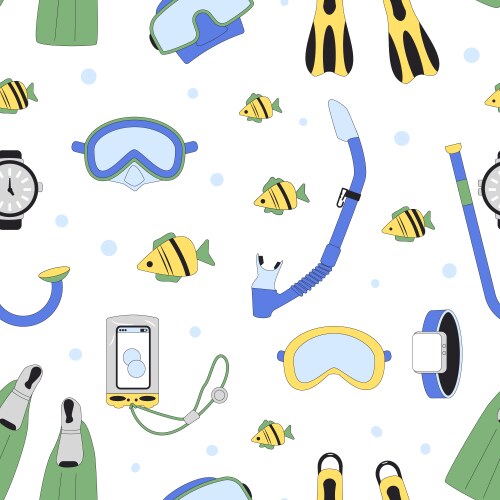 Diving seamless pattern snorkeling endless Vector Image