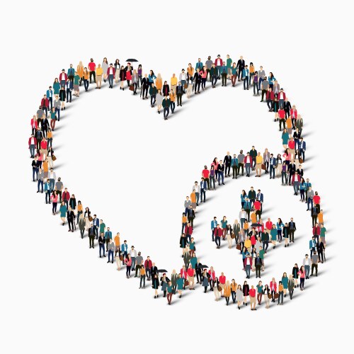 People community heart shape group love crowd Vector Image