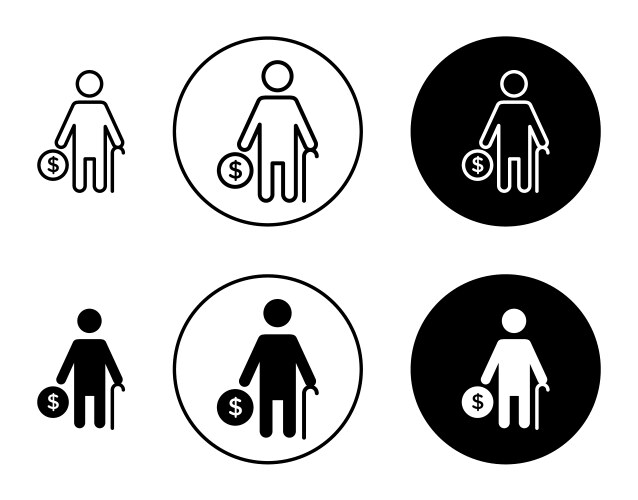 Retirement icon set on white background Royalty Free Vector