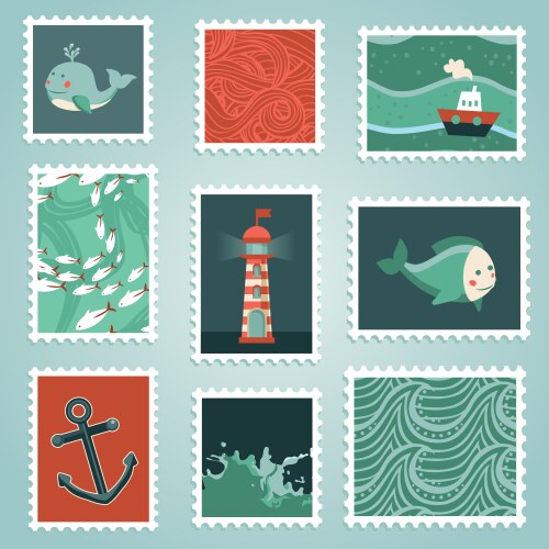 Nautical sea card set Royalty Free Vector Image