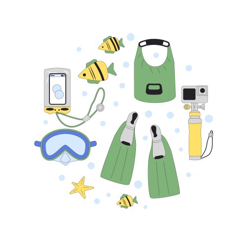 Diving round emblem oxygen masks tanks flippers Vector Image