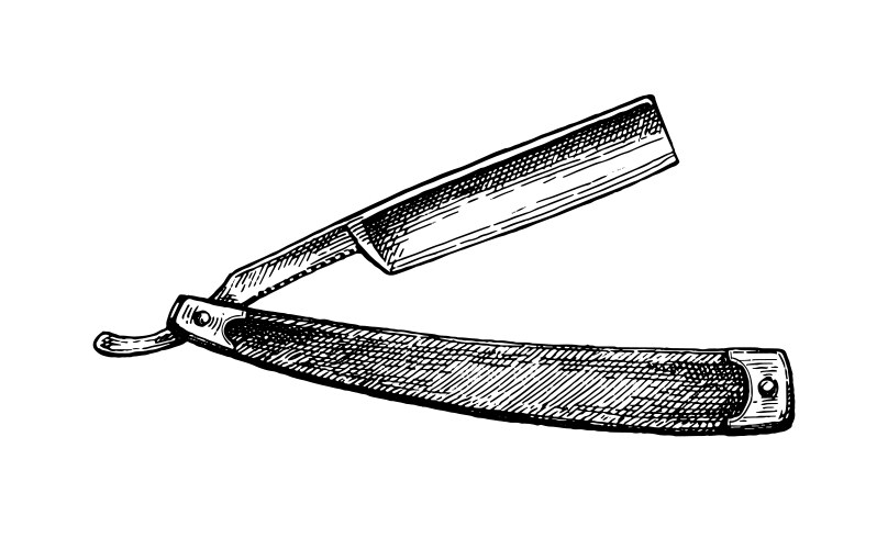 Folding straight razor ink sketch Royalty Free Vector Image