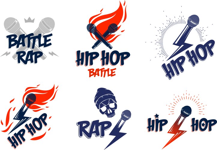 Microphone set in flat style Royalty Free Vector Image