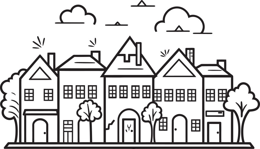 Neighborhood Line Drawing Vector Images (over 1,100)