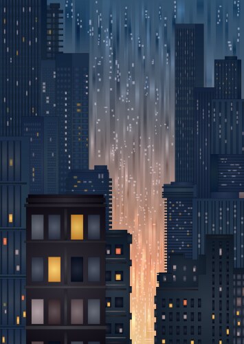 Night landscape city building Royalty Free Vector Image