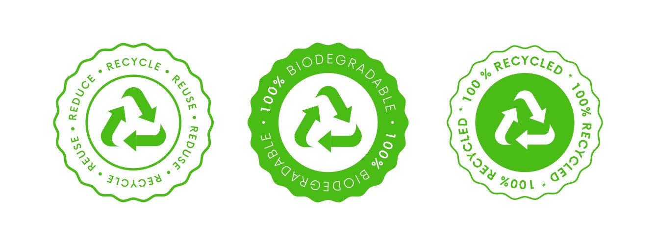 Biodegradable recyclable icons organic bio Vector Image