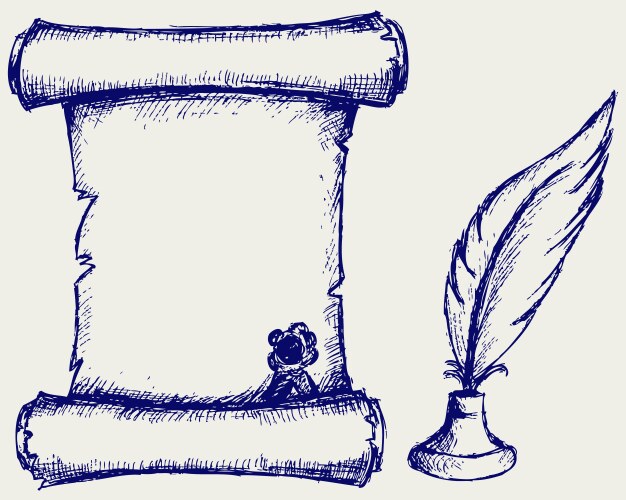 Paper scroll and books Royalty Free Vector Image