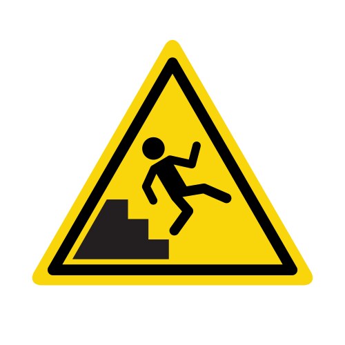 Fall down stairs warning sign Royalty Free Vector Image