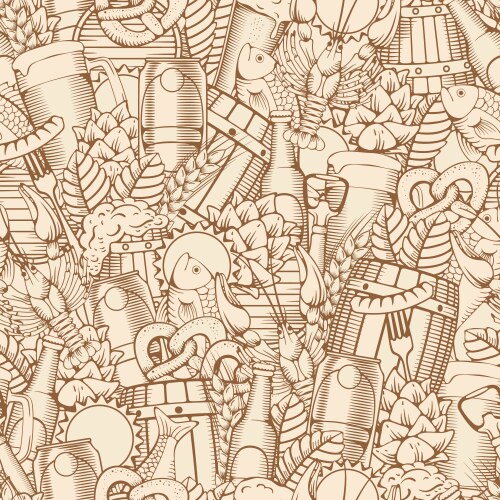 Craft beer brewery seamless pattern Royalty Free Vector