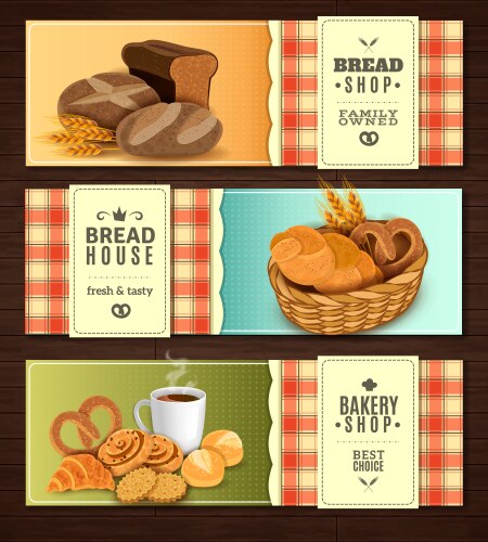 Bread sketch banners for bakery shop Royalty Free Vector