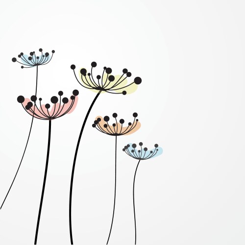 Abstract outline flowers on white Royalty Free Vector Image