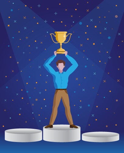 Man standing with trophy Royalty Free Vector Image