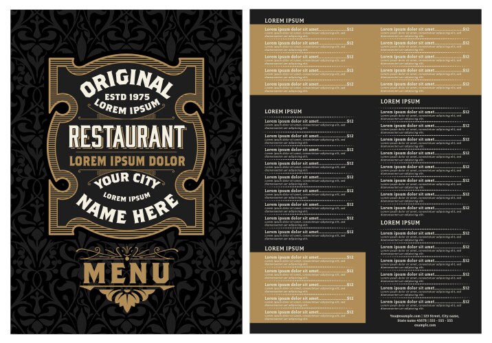 Vintage restaurant menu template layered Vector Image